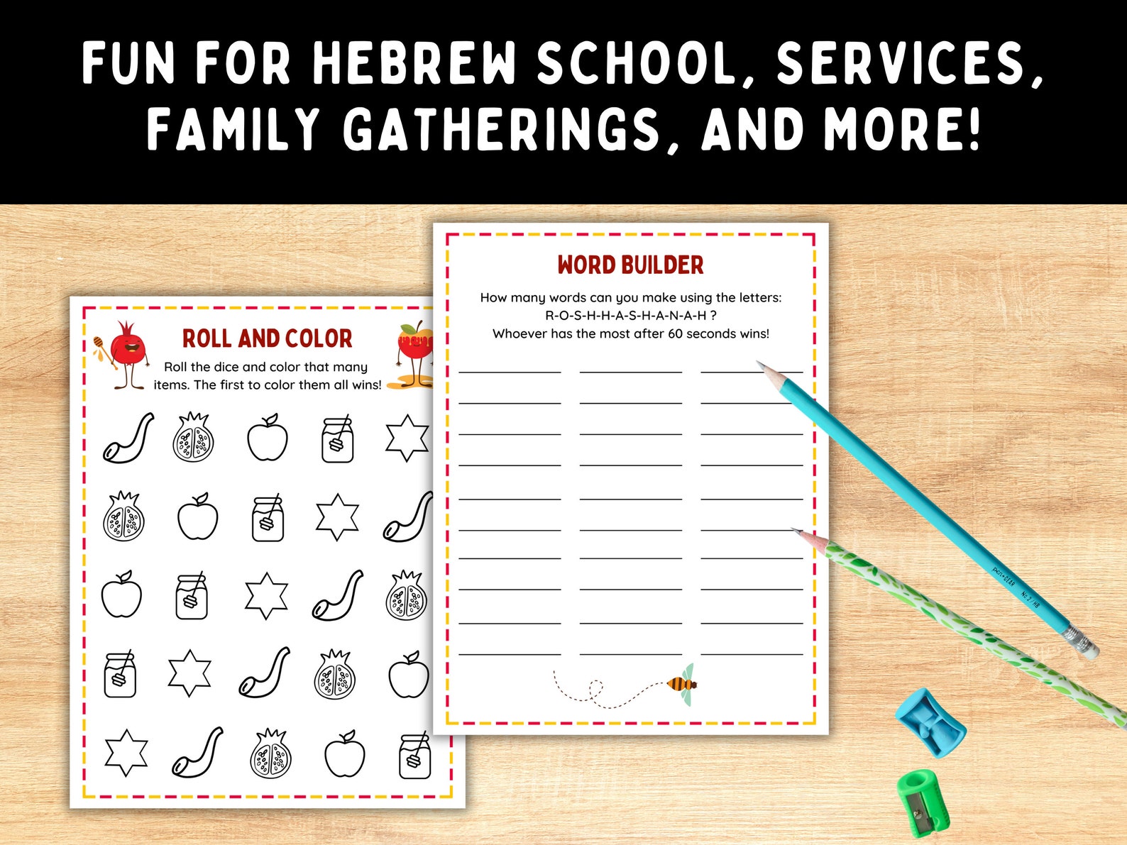 6 Rosh Hashanah Games -- Printable Jewish New Year Activities -- Rosh ...