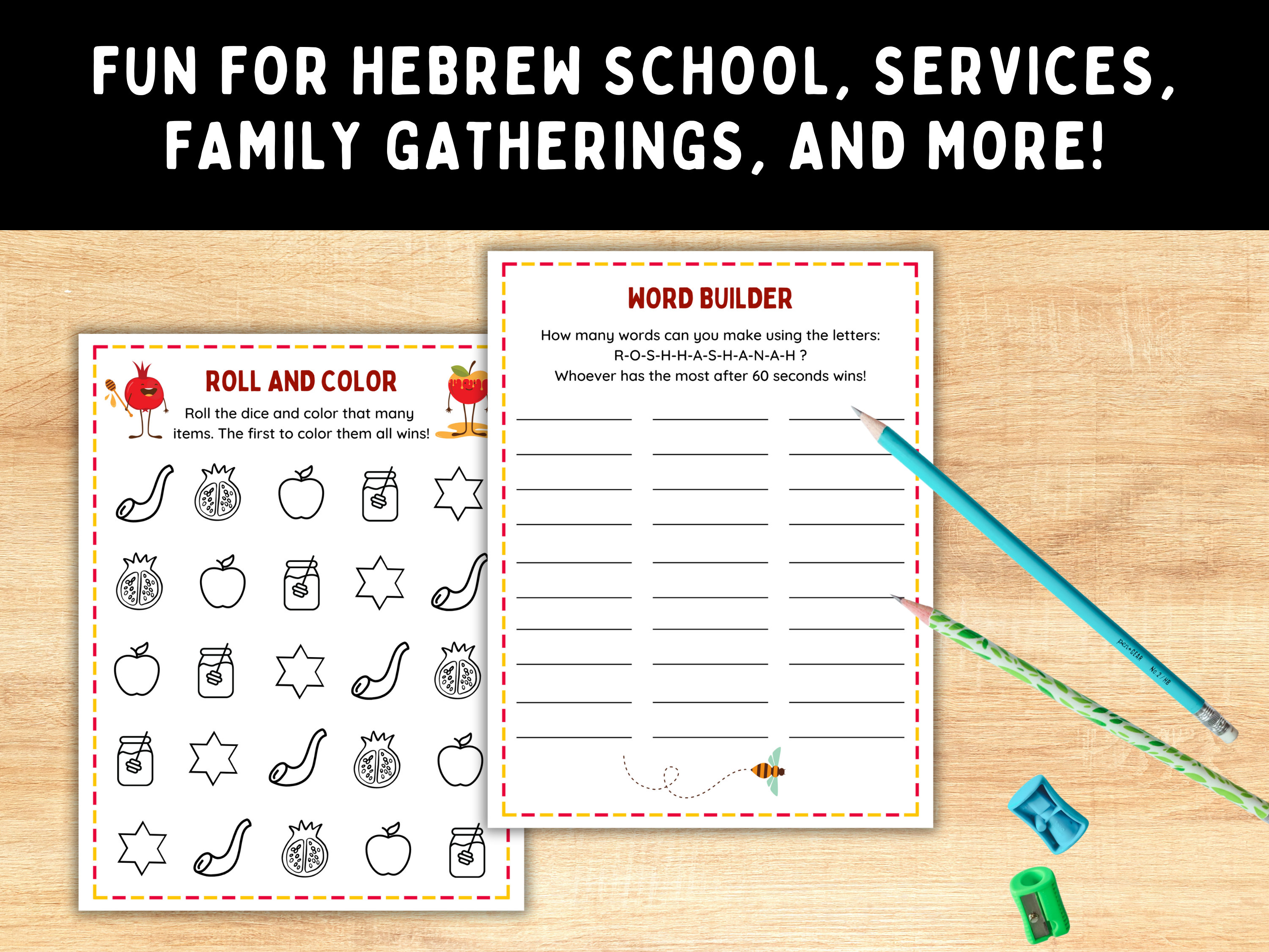 6 Rosh Hashanah Games -- Printable Jewish New Year Activities -- Rosh ...