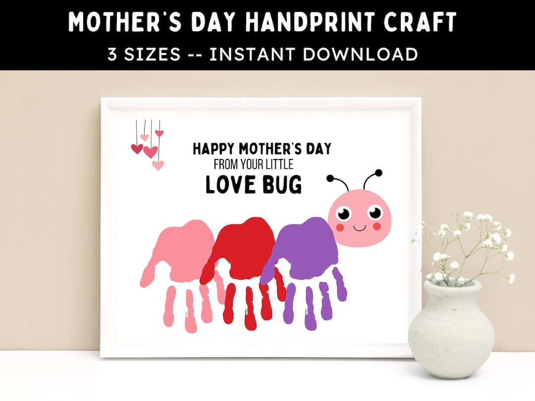 Mother's Day Lovebug Handprint Craft -- Printable DIY Art Activity for ...