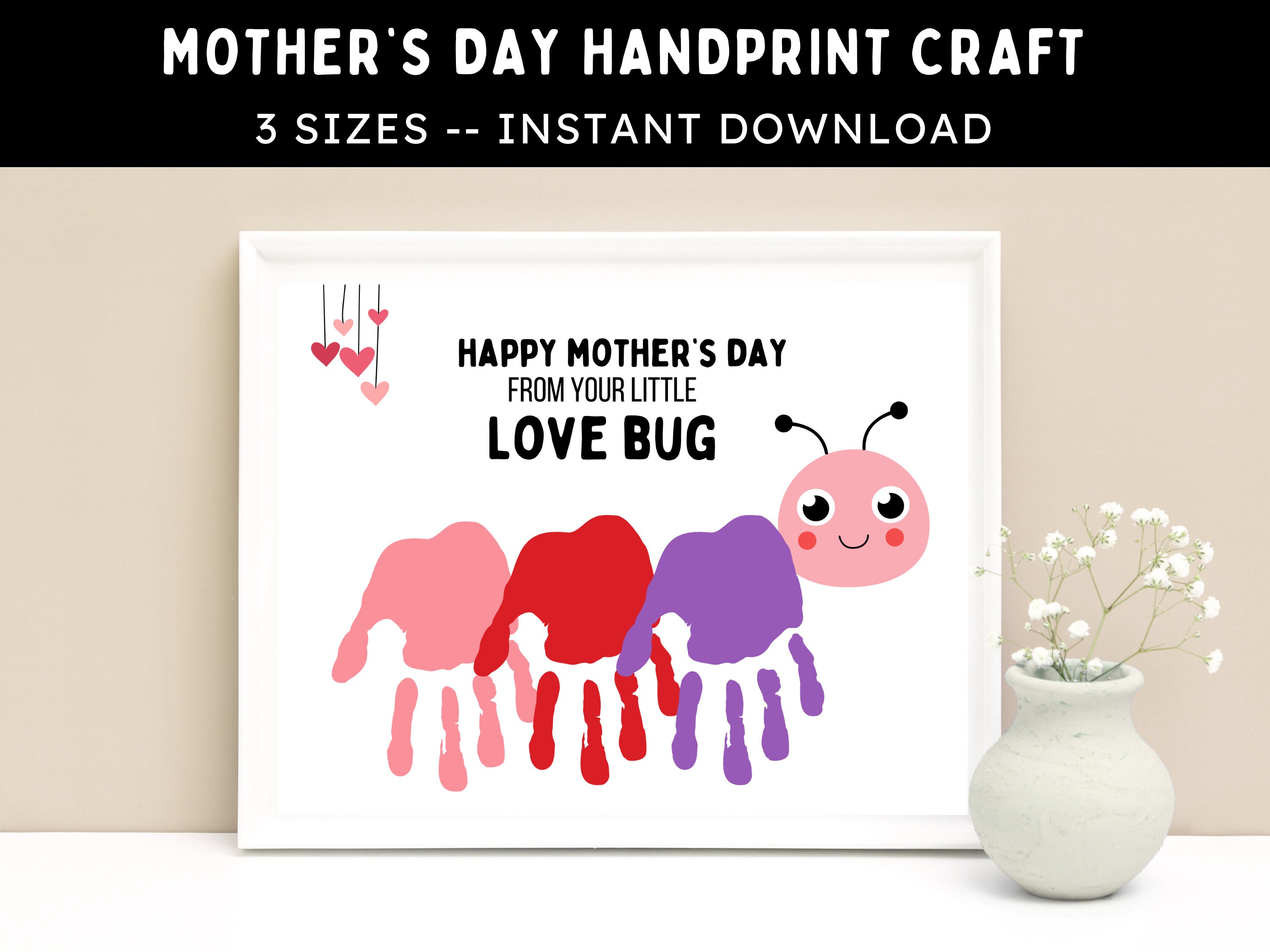 Mother's Day Lovebug Handprint Craft Printable DIY Handprint Activity ...
