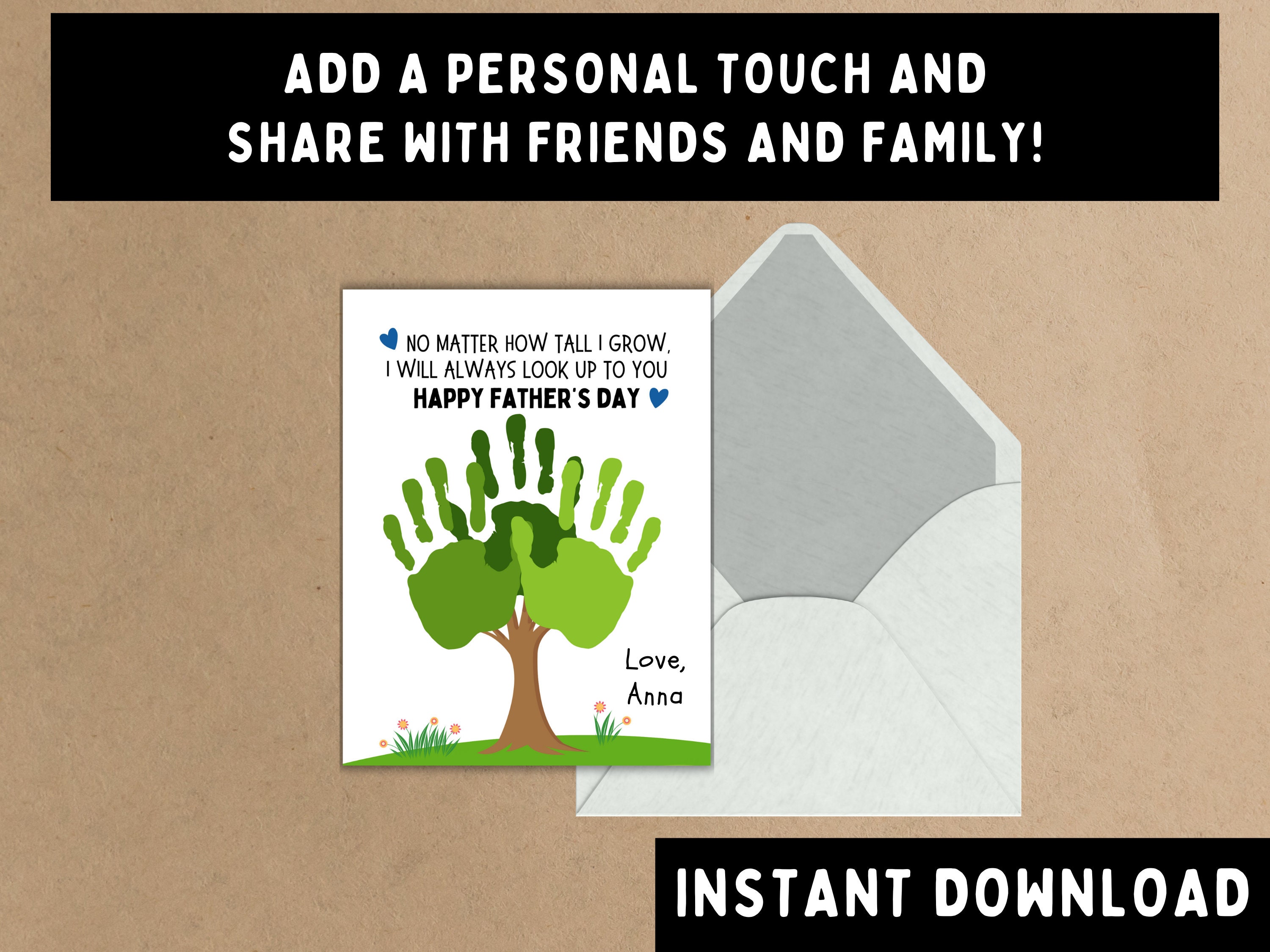 Father's Day Tree Handprint Craft Printable DIY Handprint Activity Dad ...