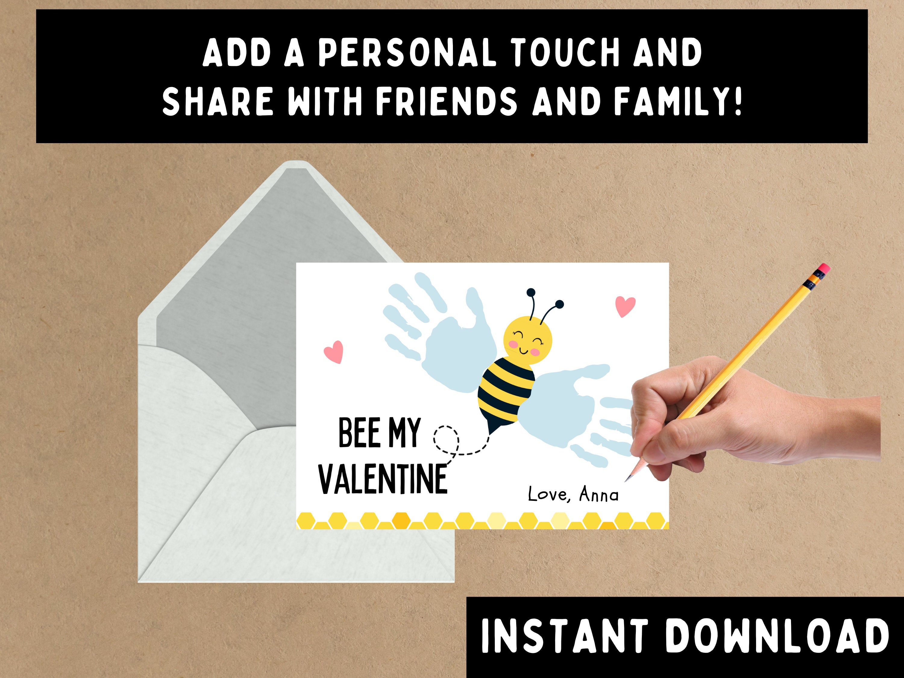 Valentine's Day Bee Handprint Craft -- Printable Activity for Kids ...
