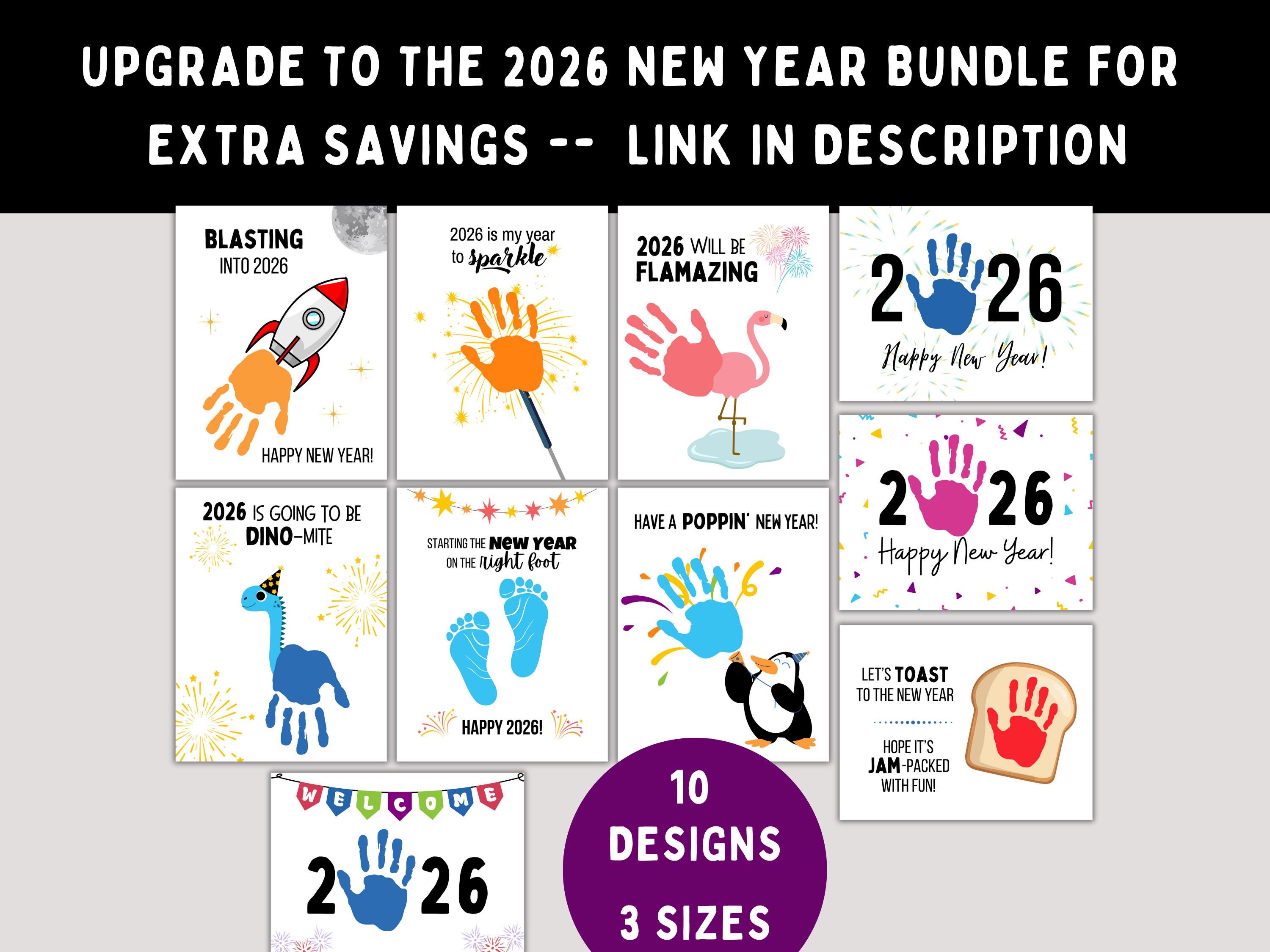 2026 New Year Confetti Handprint Craft -- Printable DIY Happy New Year ...