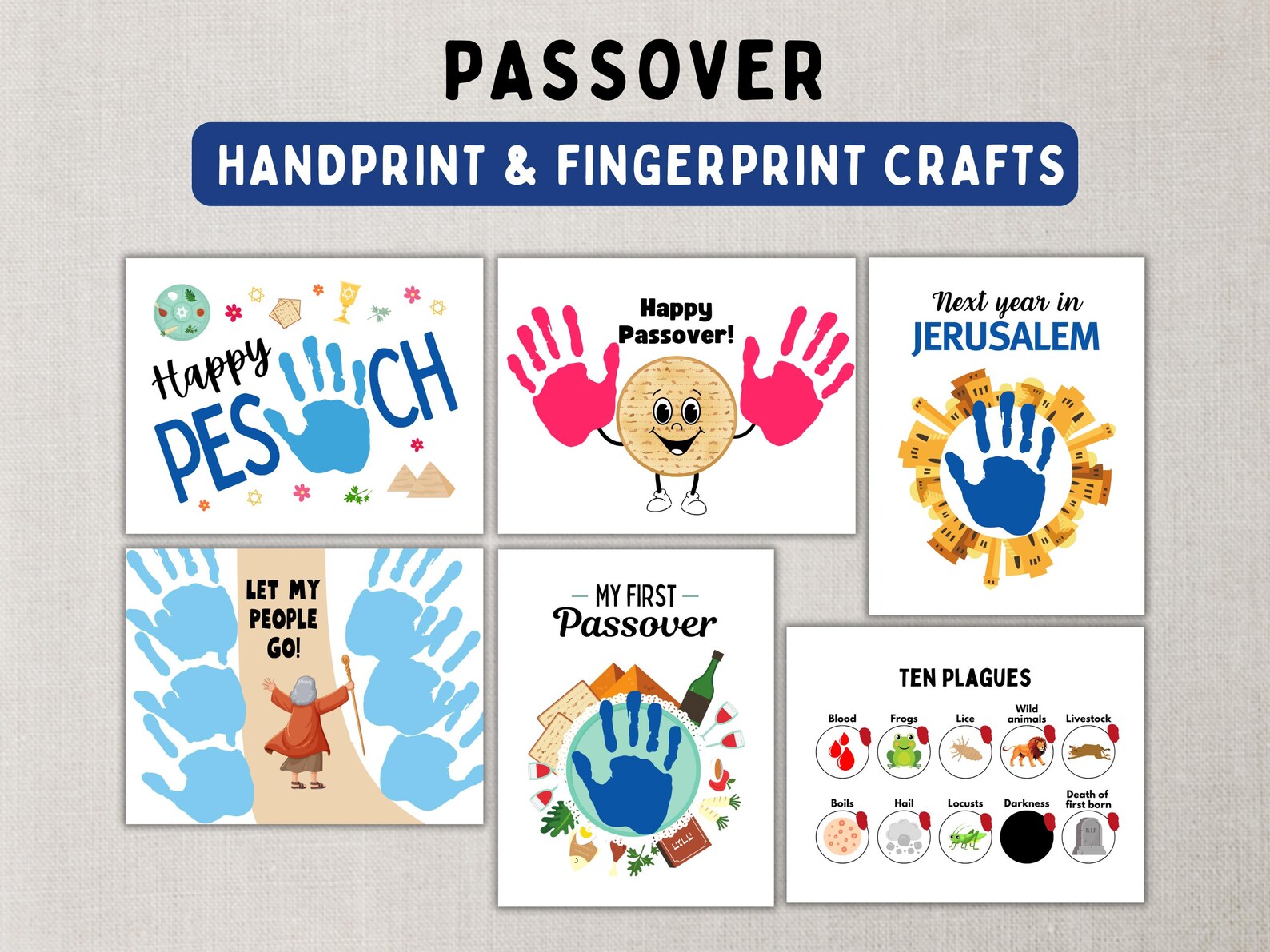 6 Passover Handprint Craft Templates -- Printable Pesach Art for Kids ...