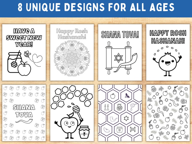 8 Rosh Hashanah Coloring Pages -- Printable Jewish New Year Crafts ...