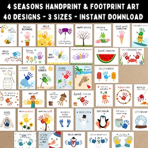 40 Seasonal Handprint & Footprint Craft Bundle Printable DIY Craft ...