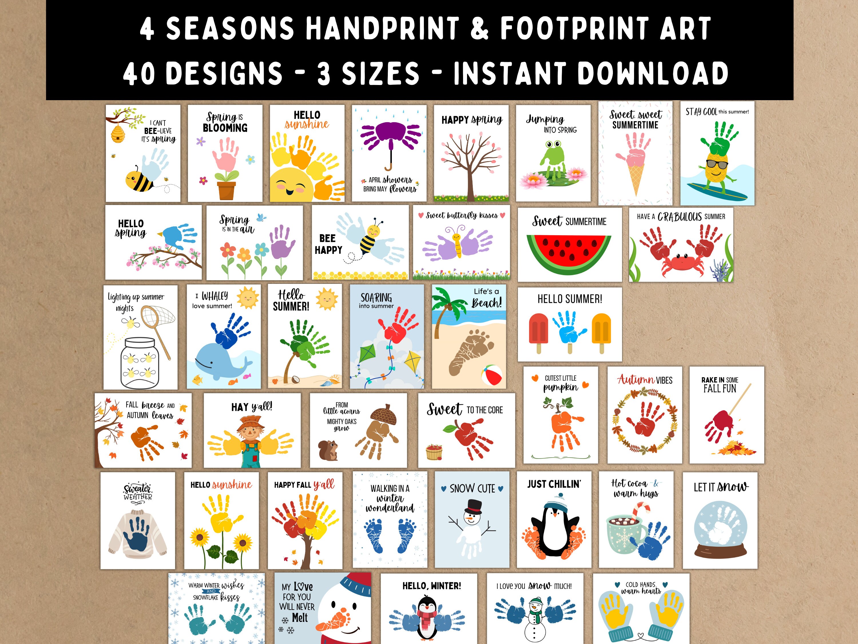 40 Seasonal Handprint & Footprint Craft Bundle Printable DIY Craft ...