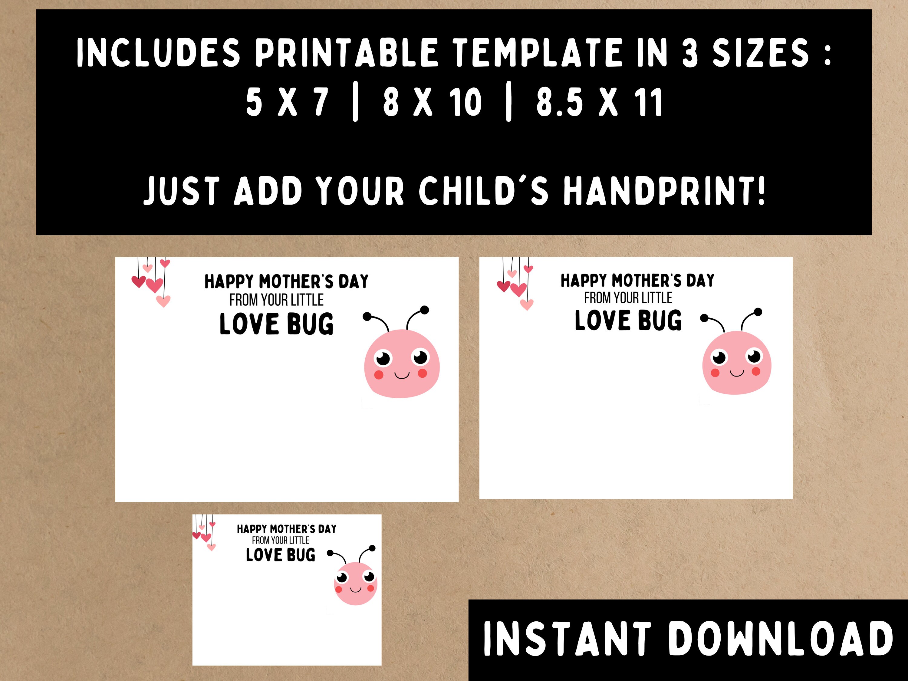 Mother's Day Lovebug Handprint Craft Printable DIY Handprint Activity ...