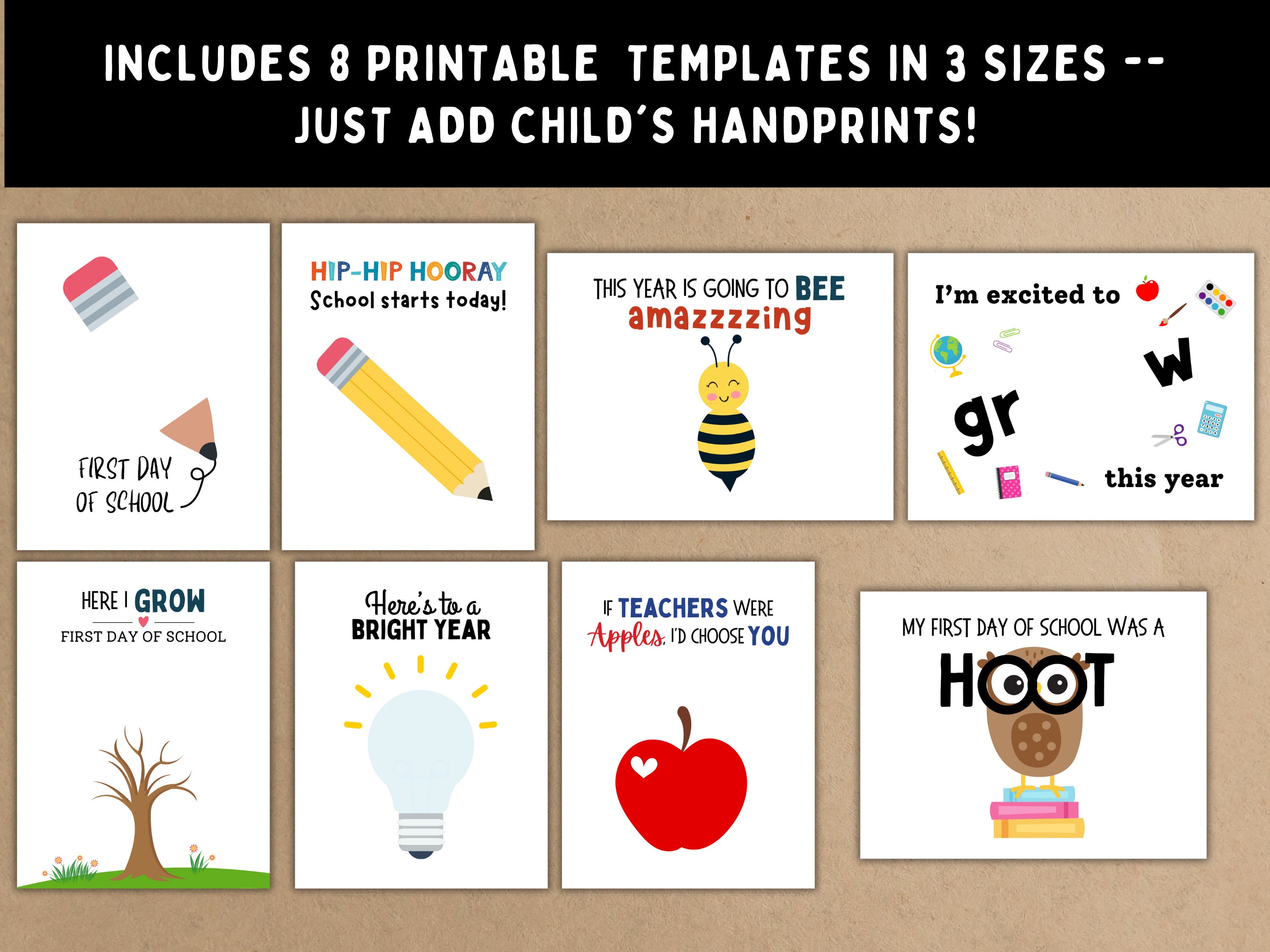 Back to School Handprint Craft Bundle Printable DIY Craft Activities ...