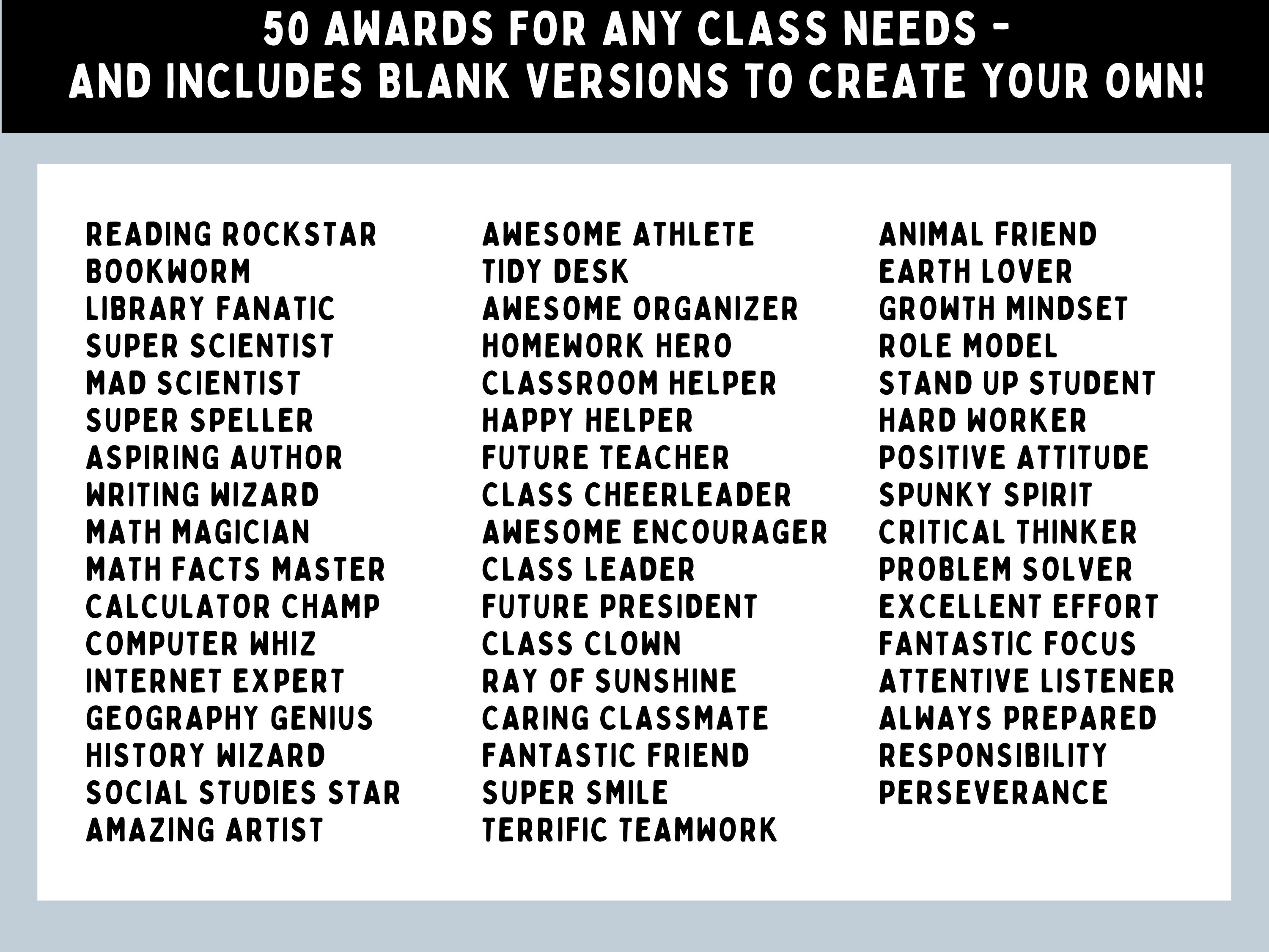 Printable Student Awards -- End of Year Certificates to Celebrate Class ...