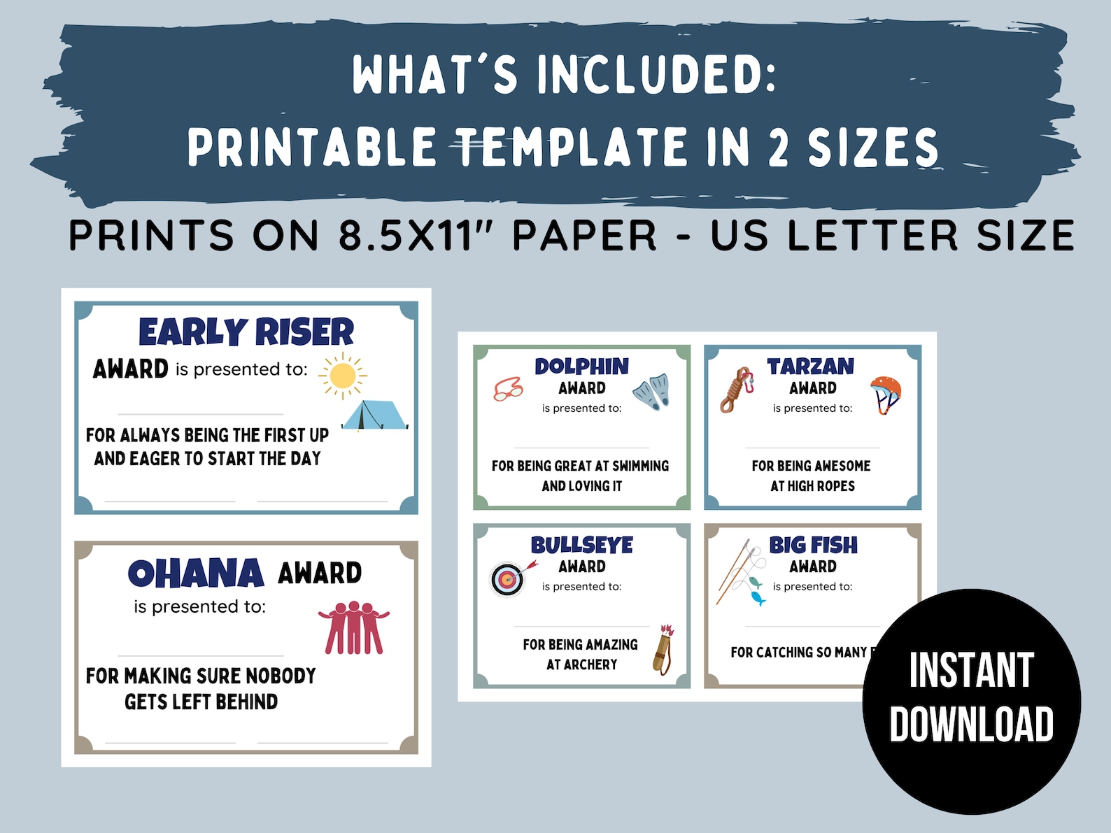 Camp Awards for Boys & Girls - Printable Certificates for Day Camp ...