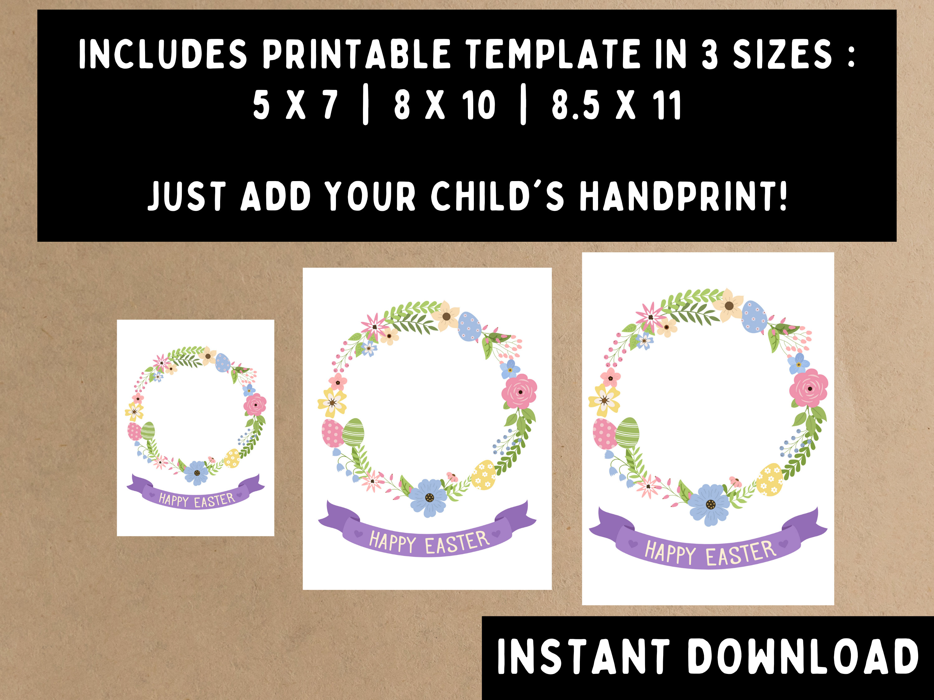 Easter Wreath Handprint Craft Printable DIY Easter Handprint Activity ...