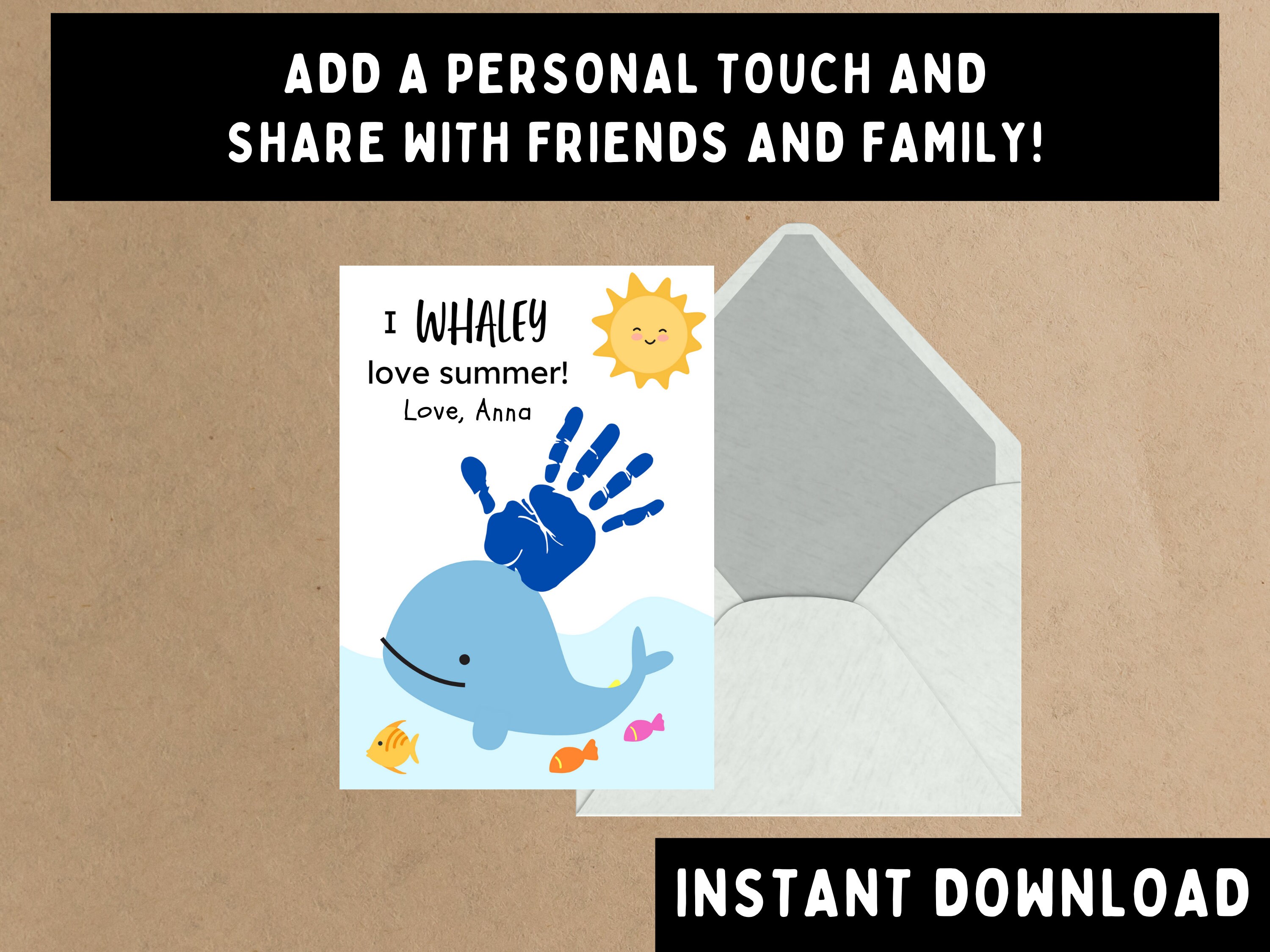 Summer Whale Handprint Craft Printable DIY Summer Craft Activity ...