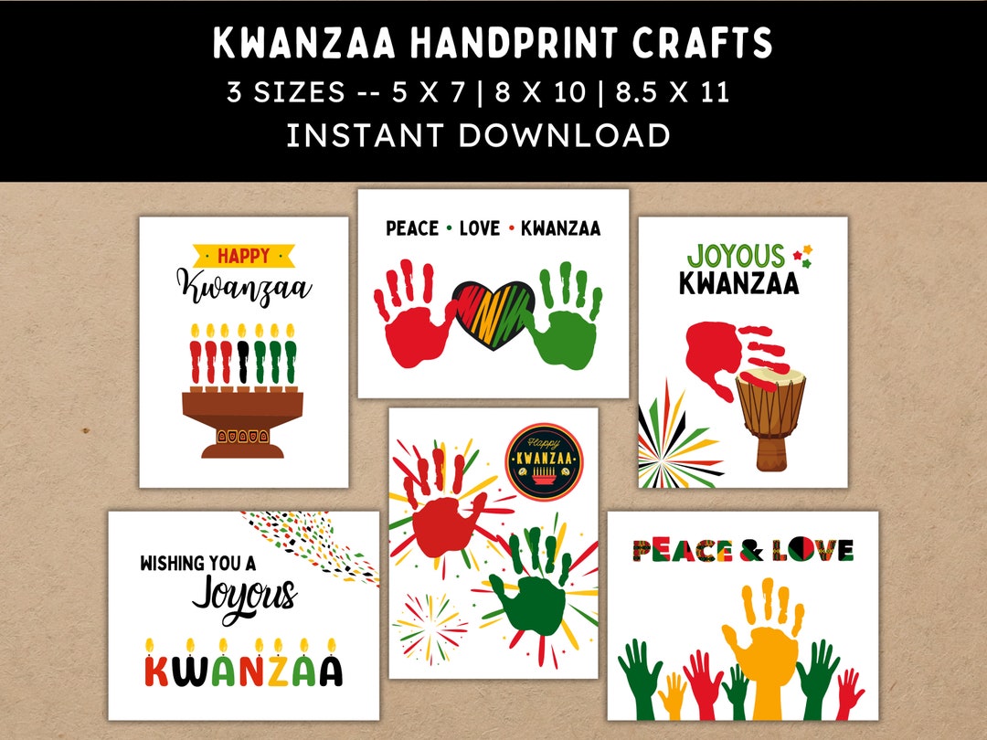 Kwanzaa Handprint and Fingerprint Craft Bundle Printable Kwanzaa ...