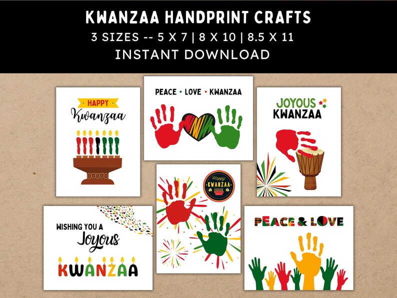 Kwanzaa Handprint and Fingerprint Craft Bundle Printable Kwanzaa ...