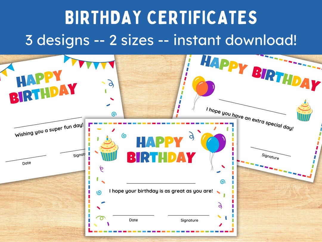 Printable Birthday Certificate Student Birthday Certificate School ...