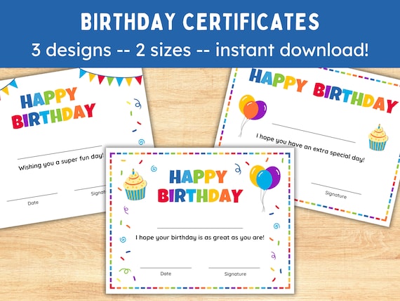 Free Printable Birthday Certificates