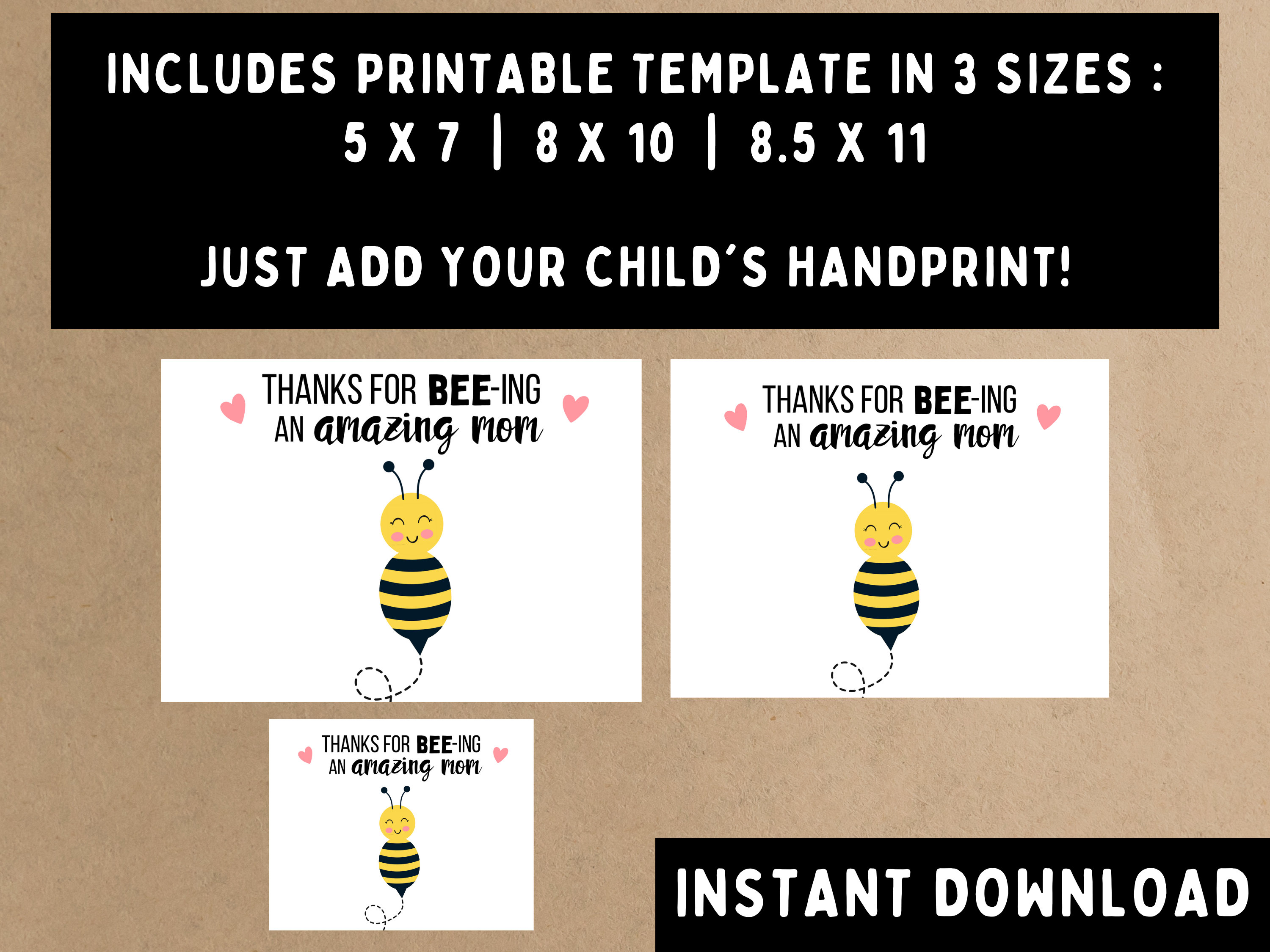 Mother's Day Bee Handprint Craft -- Printable DIY Art Activity for Mom ...