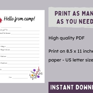 Printable Letter From Camp -- Flowers -- Kids Overnight Camp Notes ...