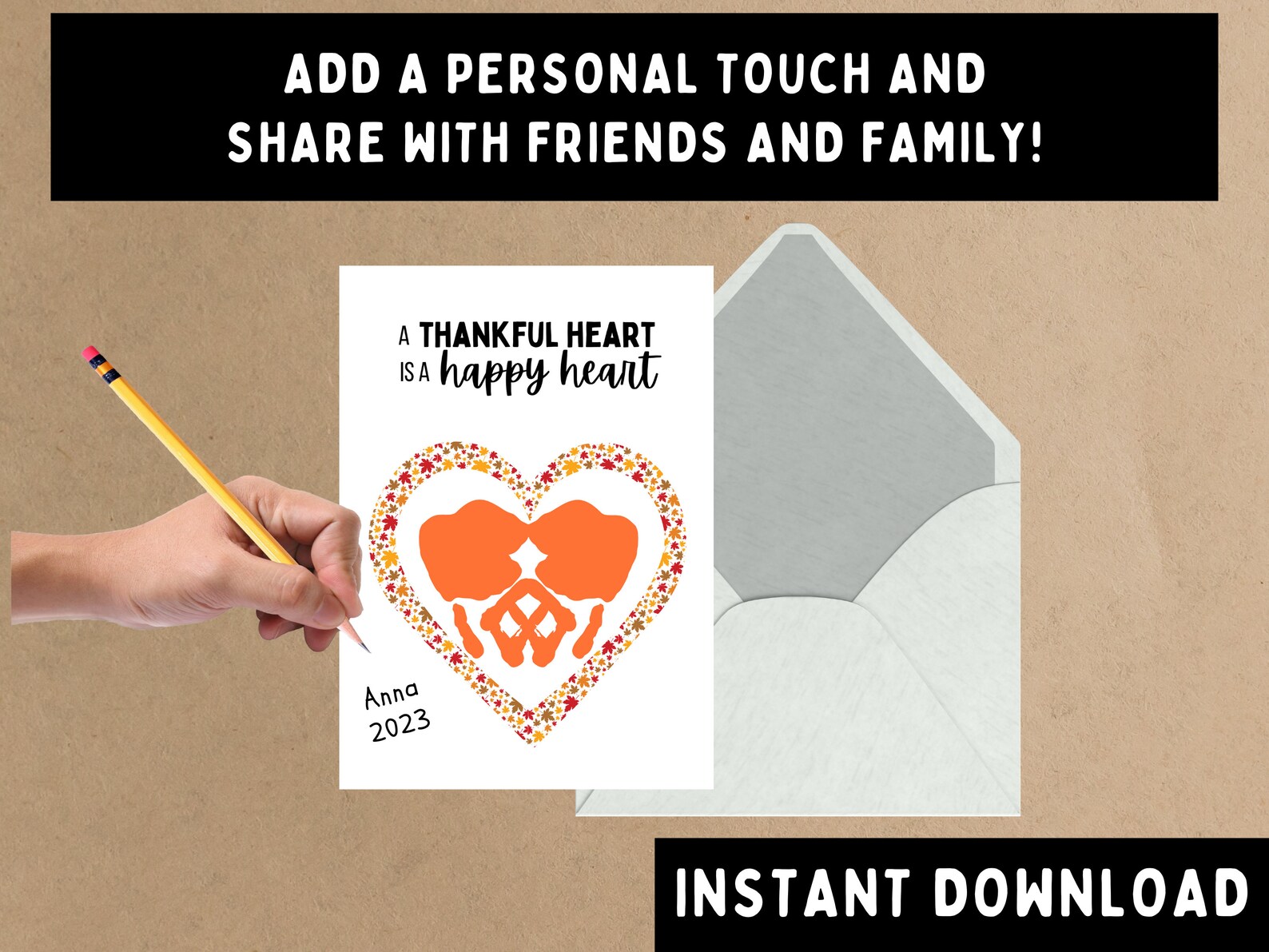 Thankful Heart Handprint Craft -- Printable Thanksgiving, Fall or ...