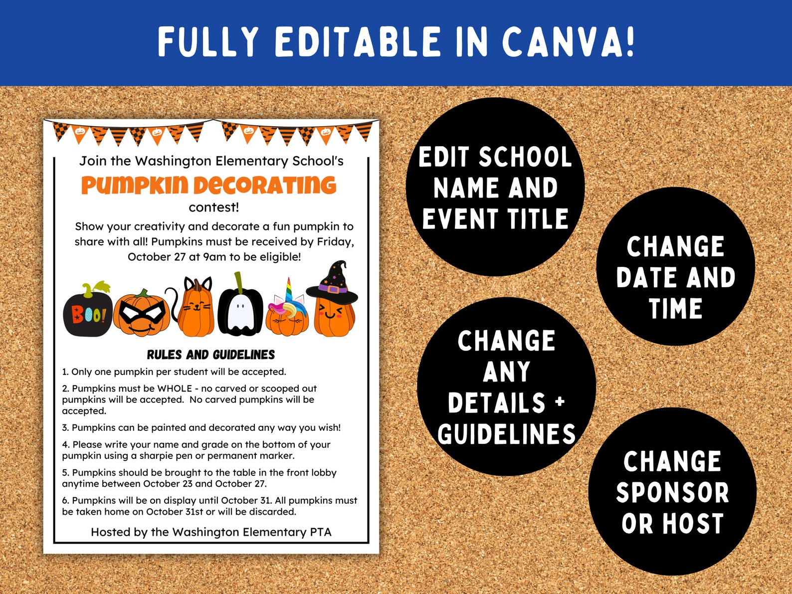 Pumpkin Decorating Contest - Editable Canva Template for Pumpkin ...