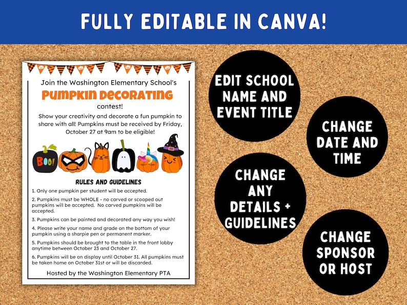 Pumpkin Decorating Contest - Editable Canva Template for Pumpkin ...