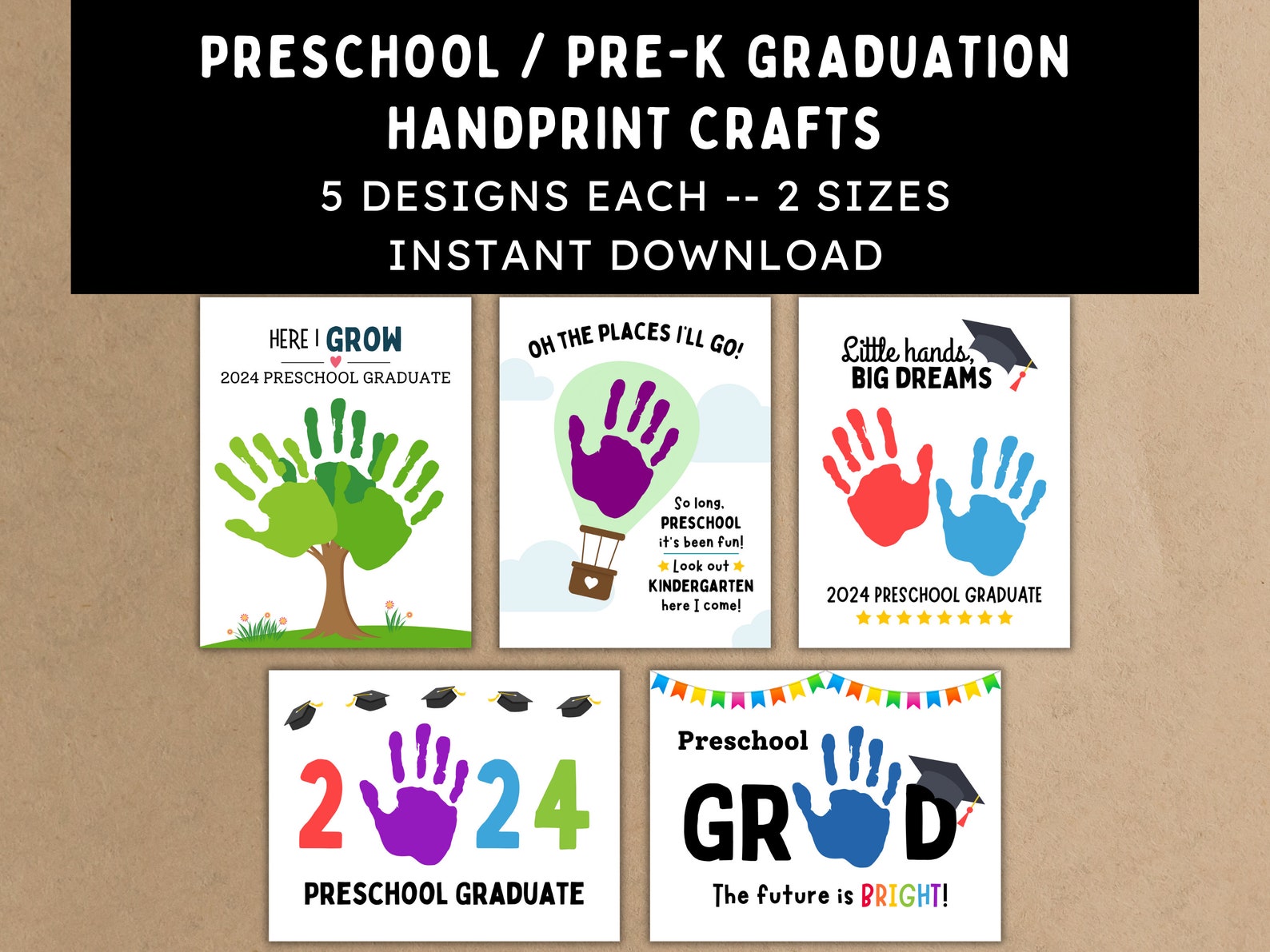 Preschool / Pre-k Graduation Handprint Craft Bundle Printable DIY Craft ...