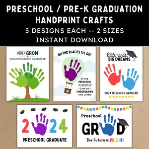 Preschool / Pre-k Graduation Handprint Craft Bundle Printable DIY Craft ...