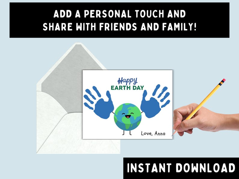 Happy Earth Day Handprint Craft Template -- Printable DIY Art Activity ...