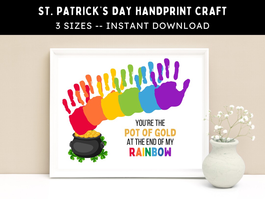 St. Patrick's Day Pot of Gold Handprint Craft -- Printable DIY Rainbow ...