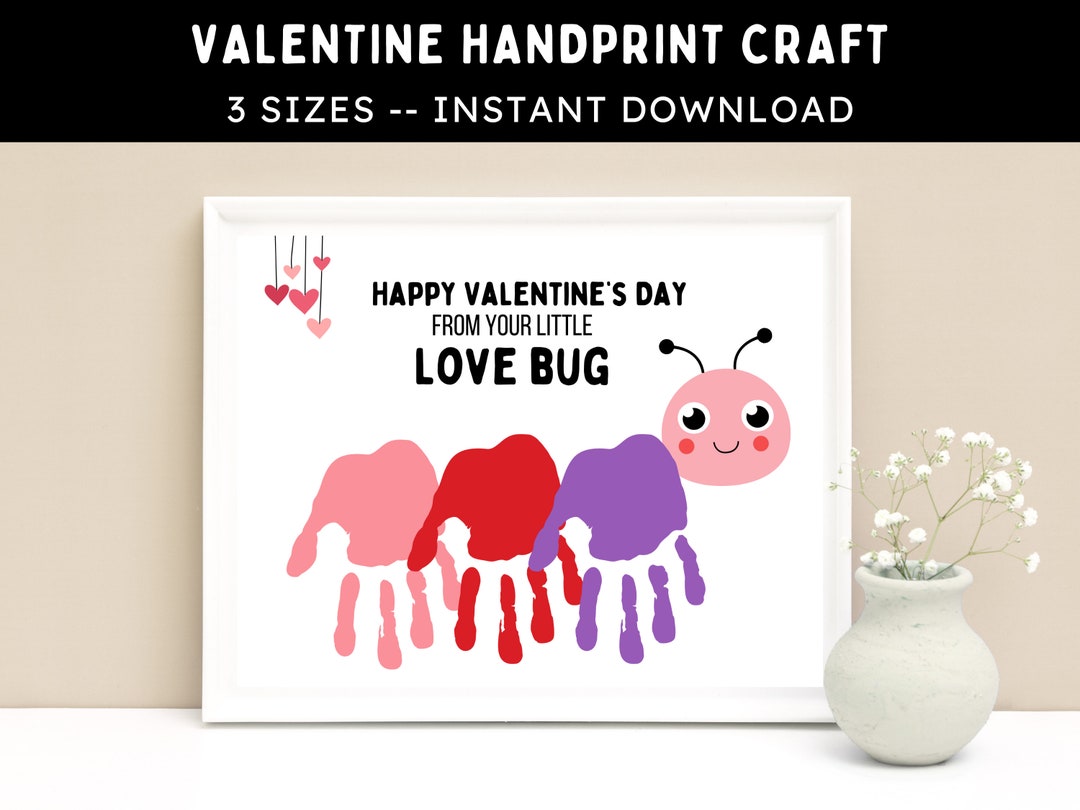 Valentine's Day Lovebug Handprint Craft -- Printable DIY Holiday Art ...