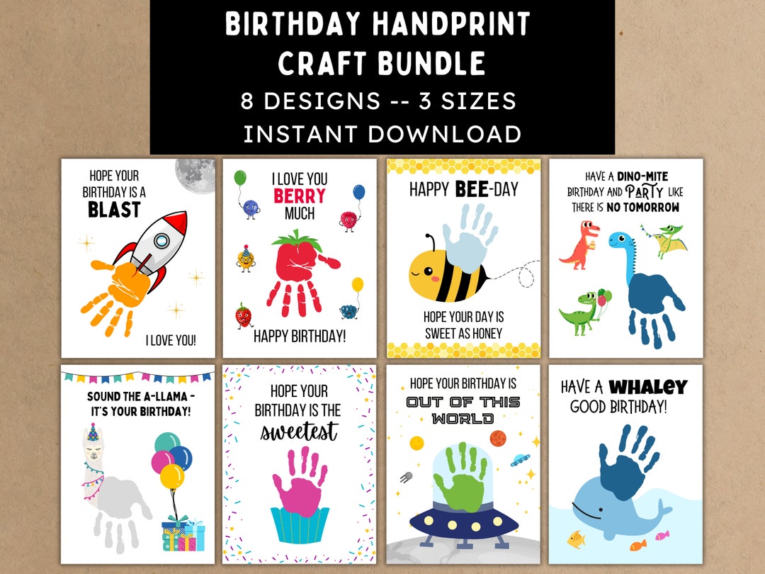 Birthday Handprint Craft Printable DIY Birthday Card From Kids ...