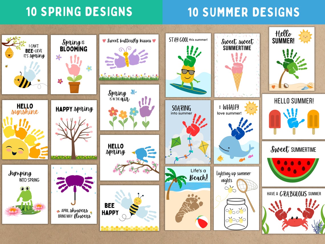 40 Seasonal Handprint & Footprint Craft Bundle Printable DIY Craft ...