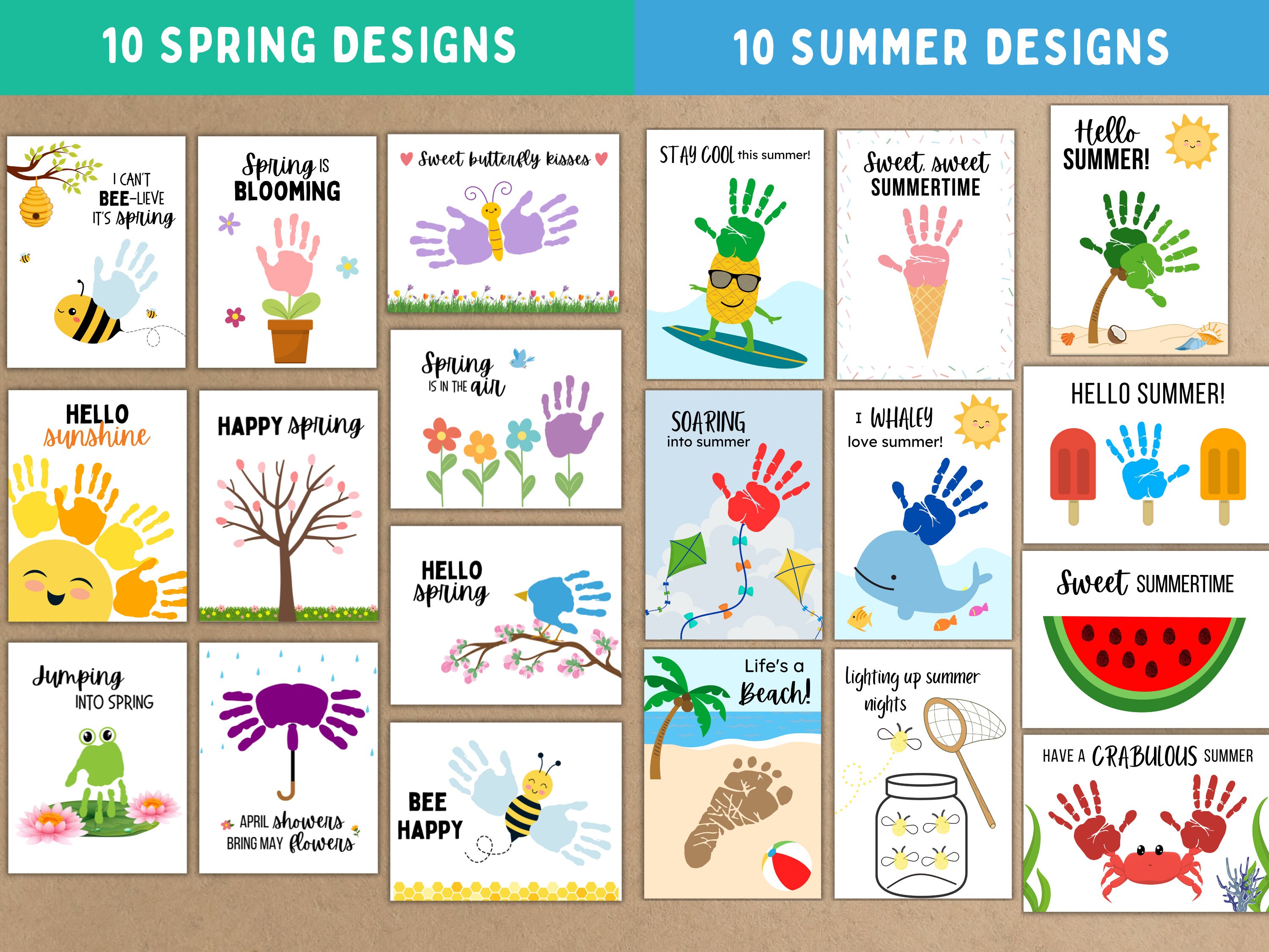40 Seasonal Handprint & Footprint Craft Bundle Printable DIY Craft ...