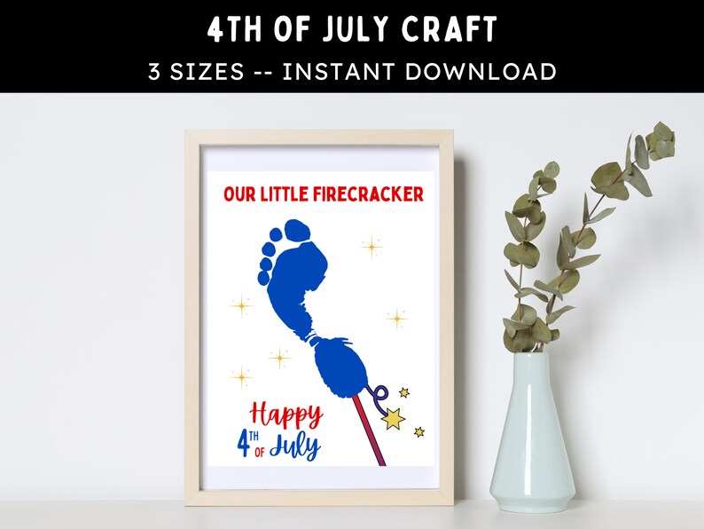 4th of July Little Firecracker Handprint Craft Printable DIY July 4th ...