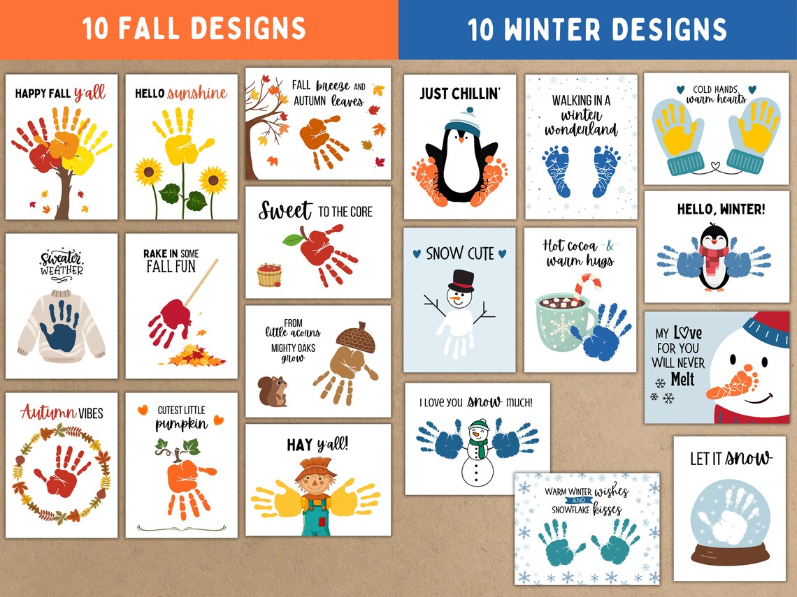 40 Seasonal Handprint & Footprint Craft Bundle Printable DIY Craft ...