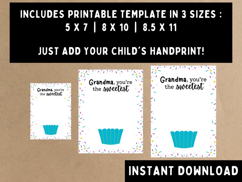 Grandma Handprint Craft Cupcake Handprint Printable DIY Handprint ...