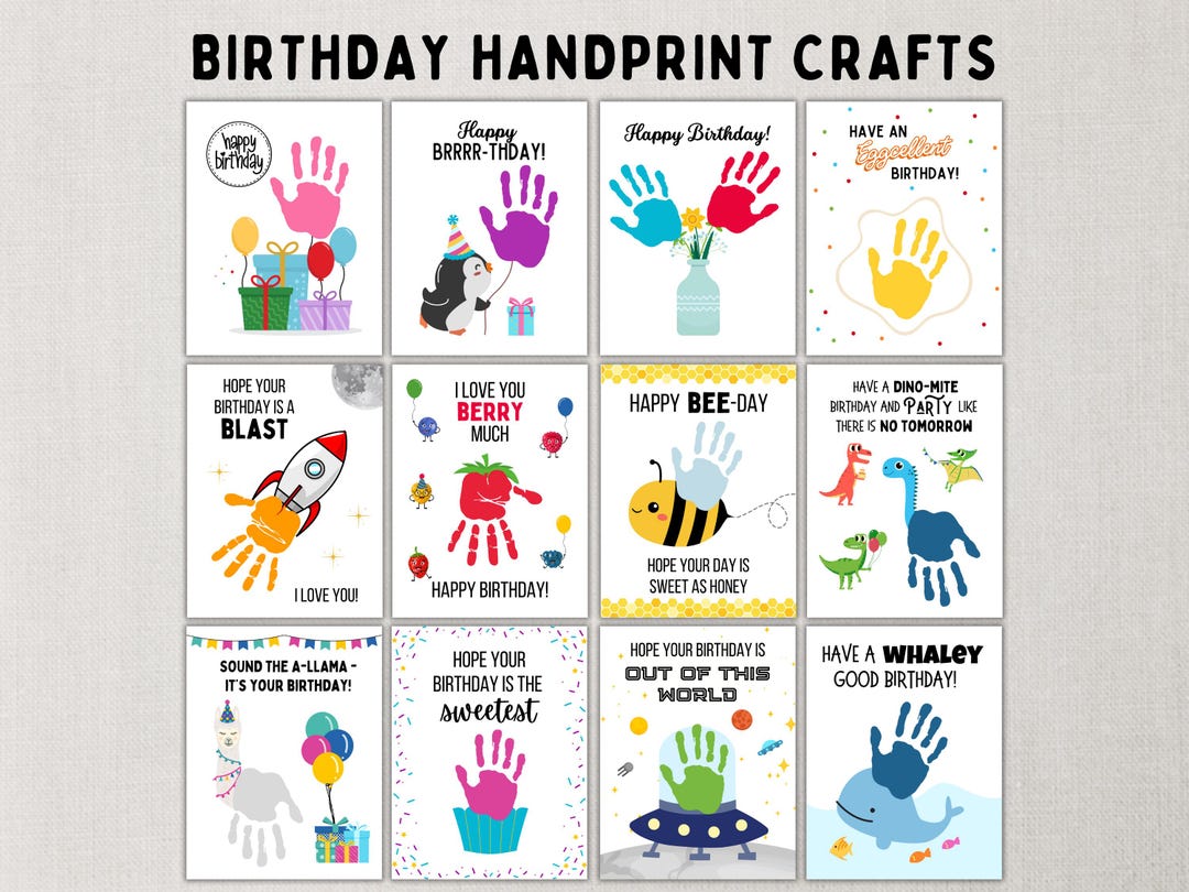 Birthday Handprint Craft - Printable DIY Birthday Card From Kids ...