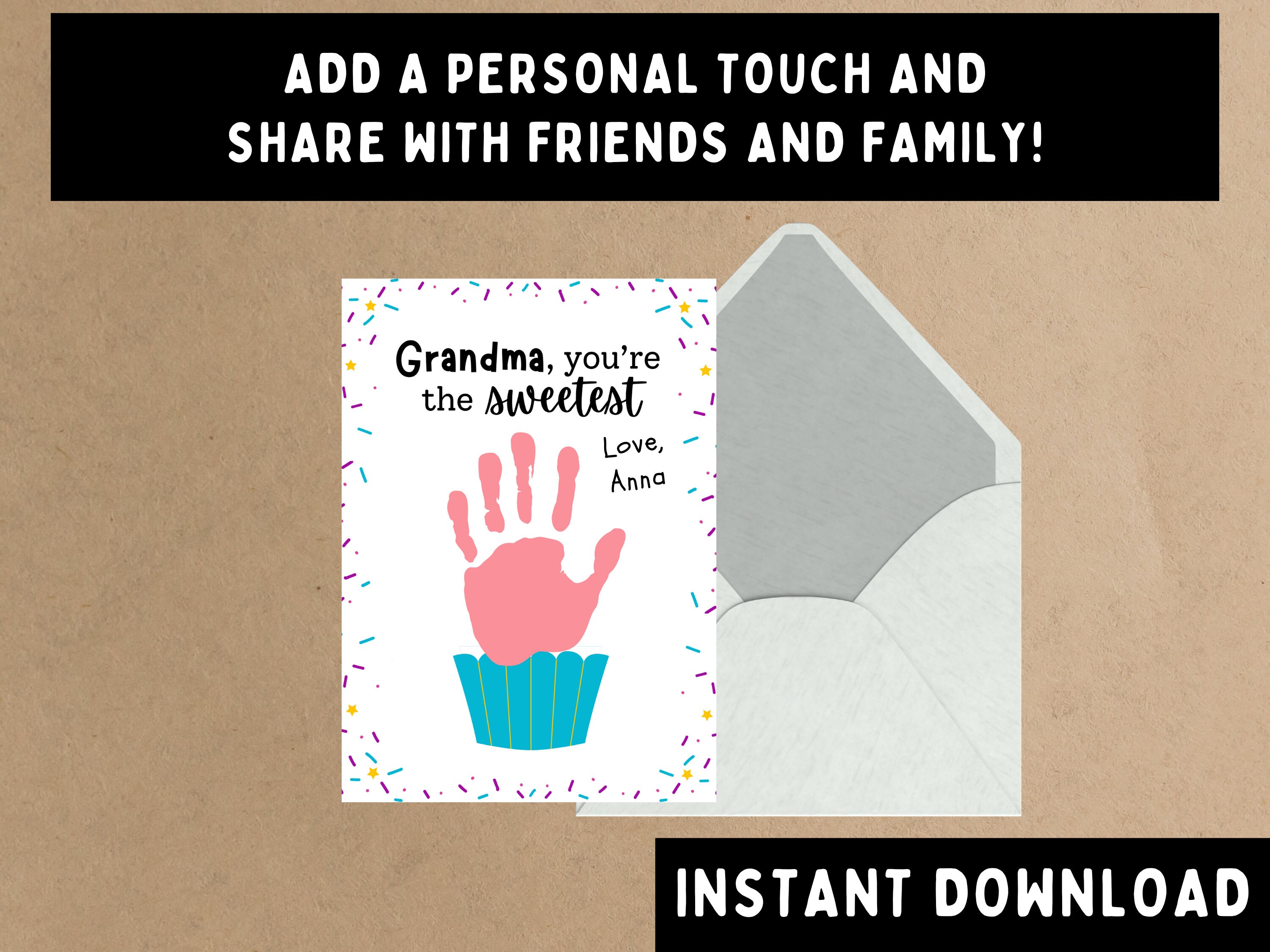 Grandma Handprint Craft Cupcake Handprint Printable DIY Handprint ...