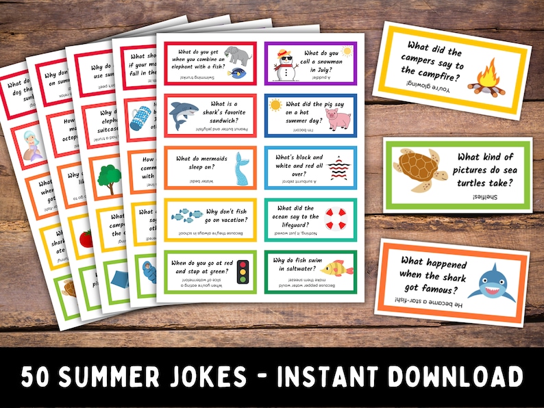 50 Summer Jokes for Kids Printable Lunchbox Jokes Camp Lunchbox Notes ...