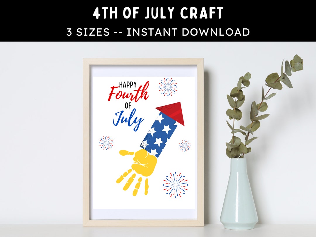 4th of July Firecracker Handprint Craft Printable DIY July 4th Craft ...
