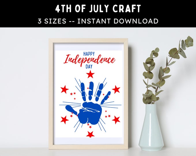 Kids Fourth of July Handprint Craft Printable Activity Independence Day ...