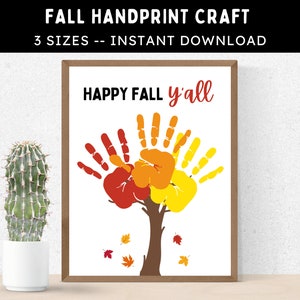 Fall Handprint Craft -- Printable DIY Autumn Art Activity -- Fun for ...