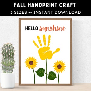 Sunflower Handprint Craft -- Printable DIY Art Activity for Kids ...