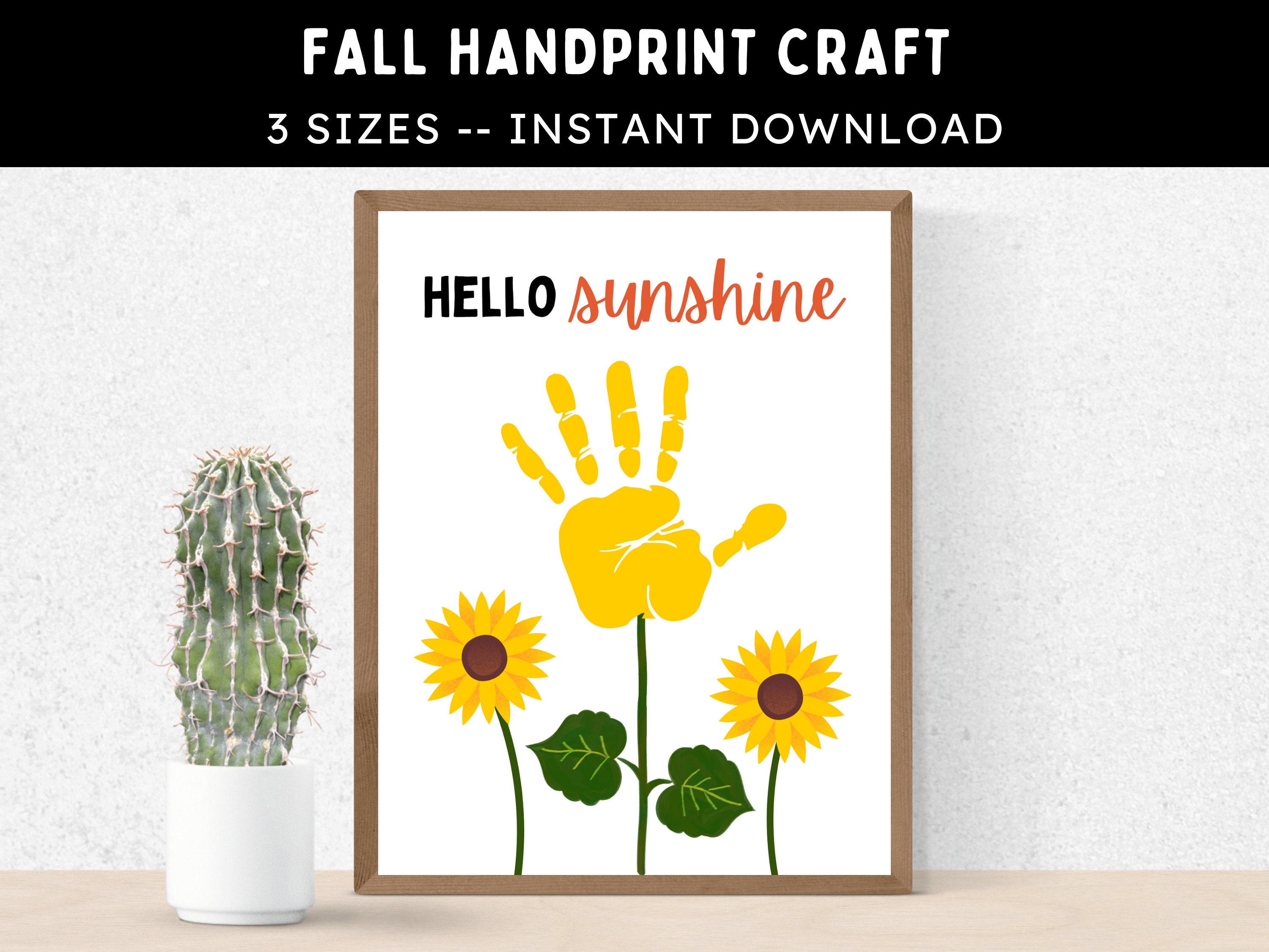 Sunflower Handprint Craft Printable DIY Autumn Handprint Activity Fall ...