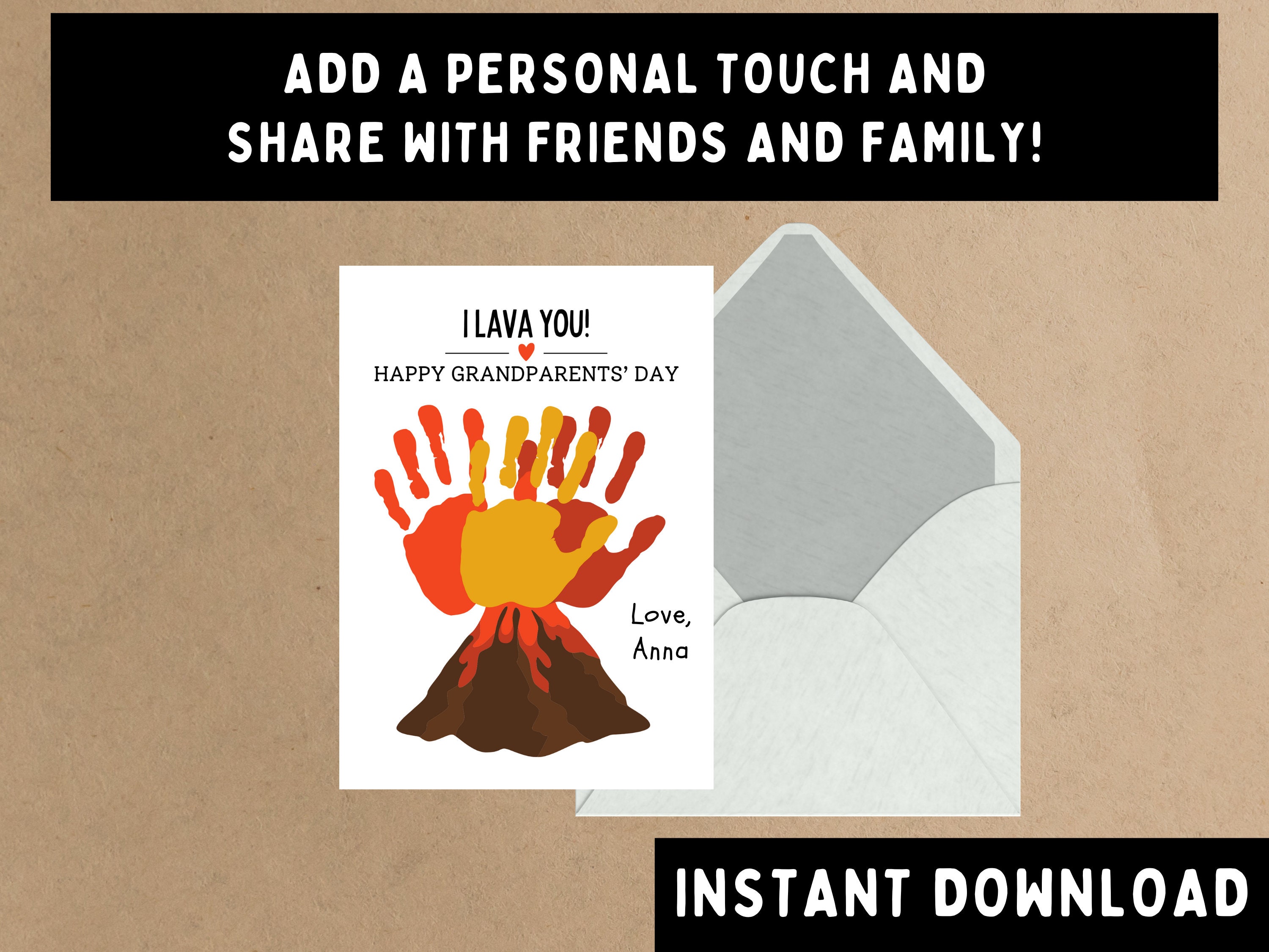 Grandparents' Day Volcano Handprint Craft I Lava You Printable DIY ...