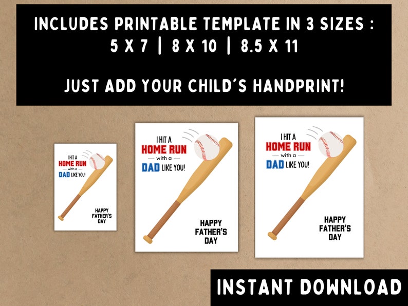 Father's Day Baseball Handprint Craft Printable DIY Handprint Activity ...