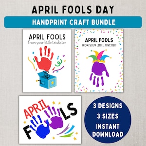 April Fools Day Handprint Craft Bundle - Printable DIY Art Activities ...