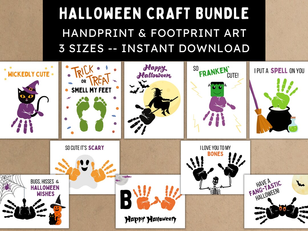 10 Halloween Handprint and Footprint Craft Bundle Printable DIY ...