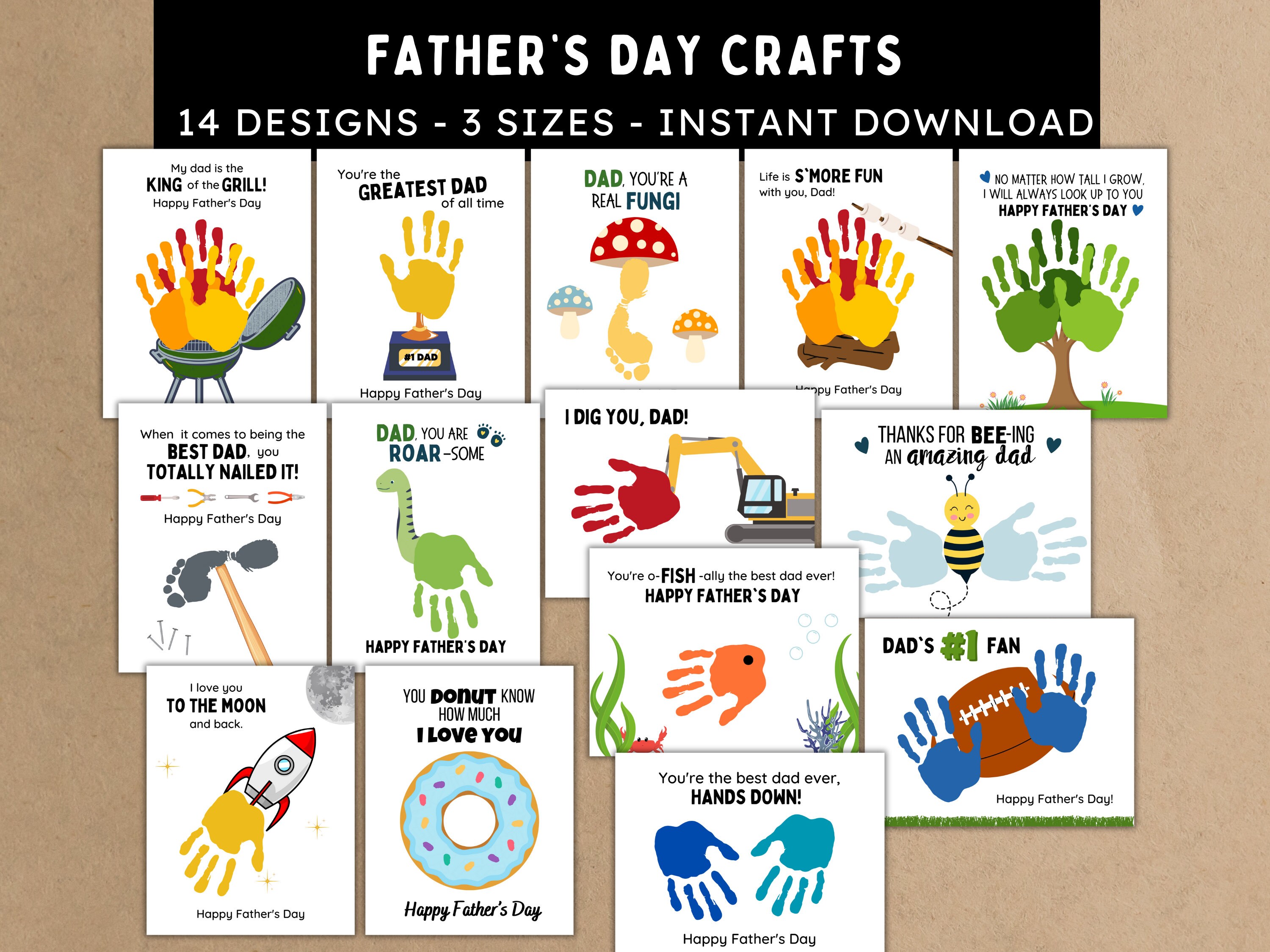 Father's Day Handprint, Footprint and Fingerprint Craft Bundle ...